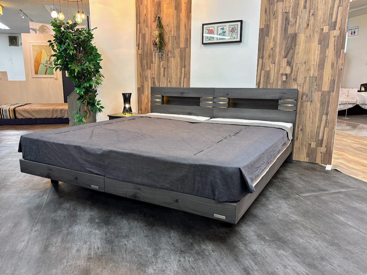 PLAiSIR (プライシア) 2147 ベッドフレーム － ボトムが選べるLED照明・コンセント付ベッドフレーム[ dream bed ...